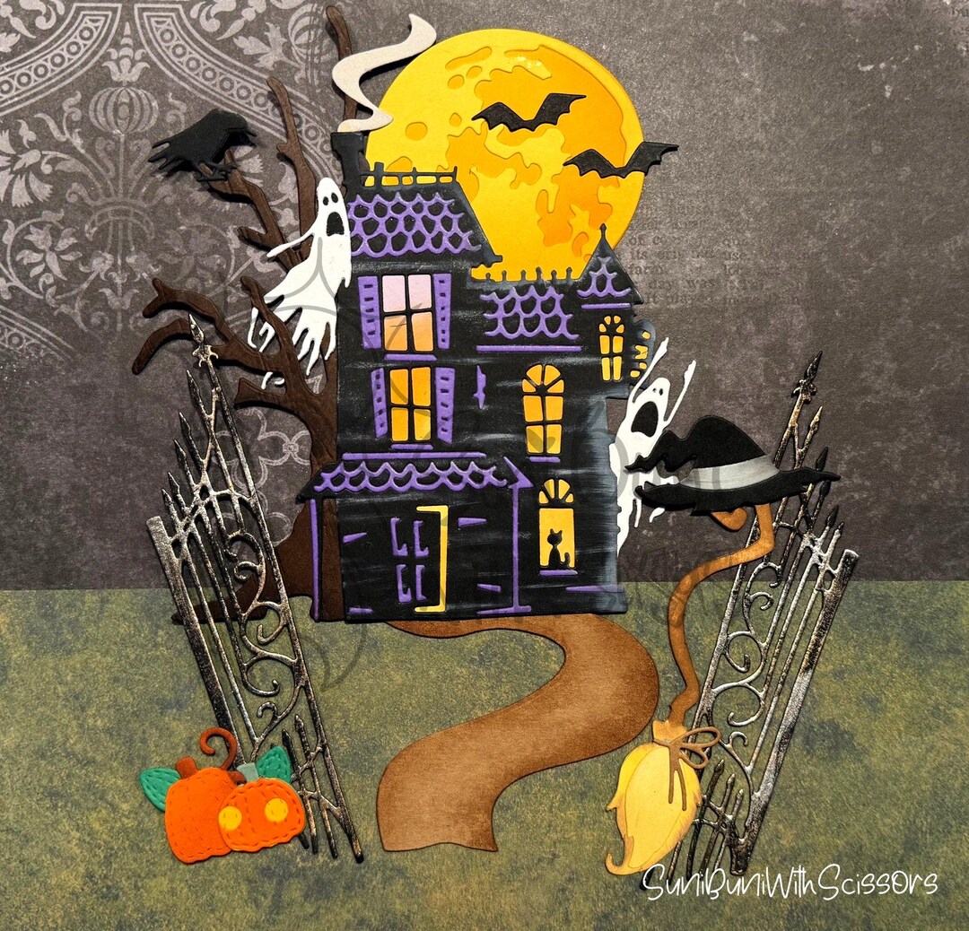 Haunted House Scene With a Gate - Etsy