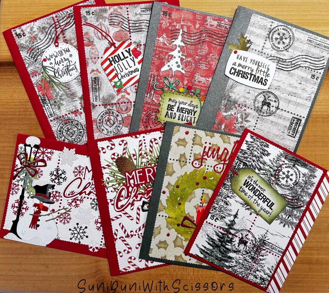 Set of 8 Unique Christmas Cards - Etsy