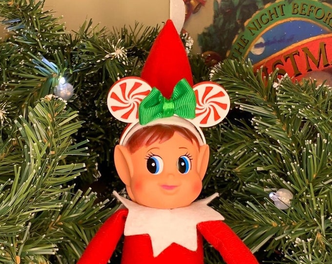 Christmas Elf Mickey Ears Headband: Peppermint Swirl Holiday Accessory ...