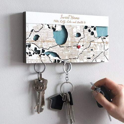 Personalised Map Location Key Holder for Wall Custom Magnetic - Etsy