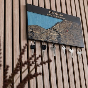 Personalised Map Location Key Holder for Wall, Custom Magnetic Key ...