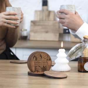 Our First Home Custom Wood Coasters Set, Custom Coordinates Wood Map ...