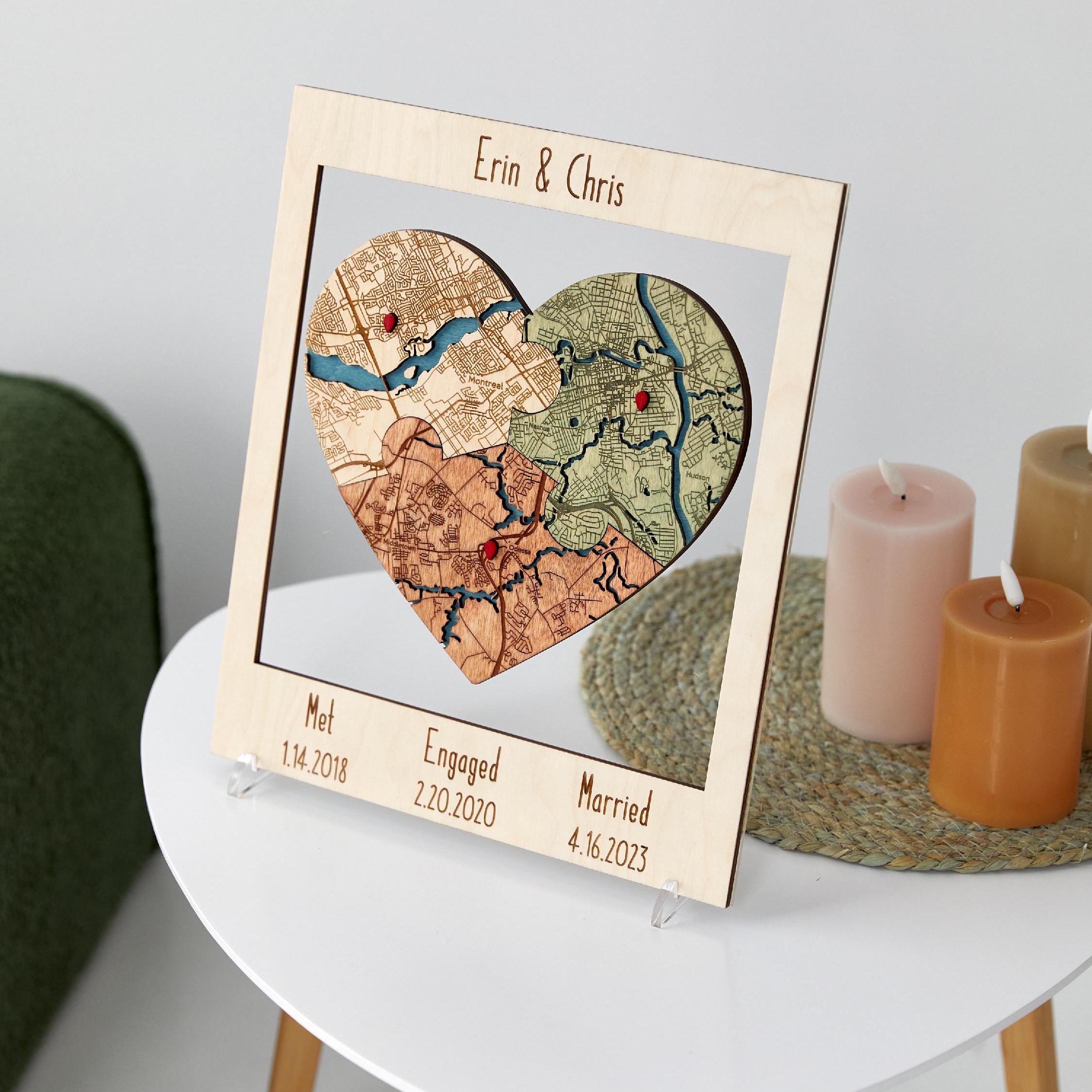 Personalized Locations Map Puzzle: 9th Anniversary Wood Wall Art - Etsy