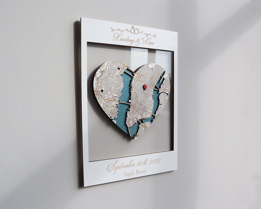 Custom Wedding Location Map Framed Wood Wall Map Custom - Etsy