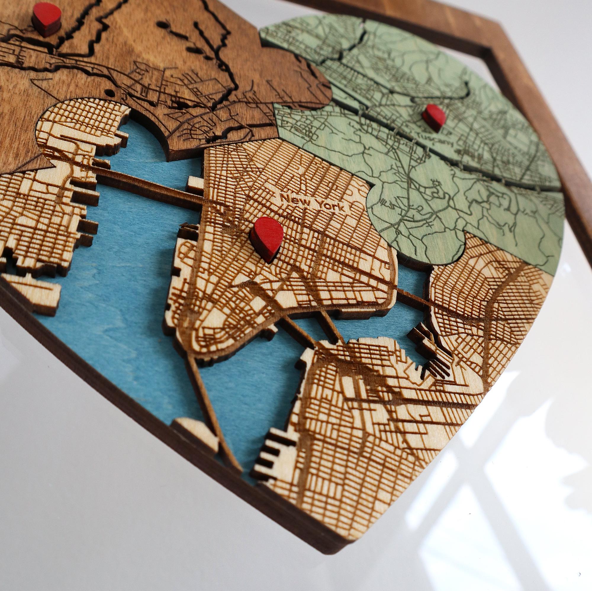 Personalized Locations Map Puzzle: 9th Anniversary Wood Wall Art - Etsy