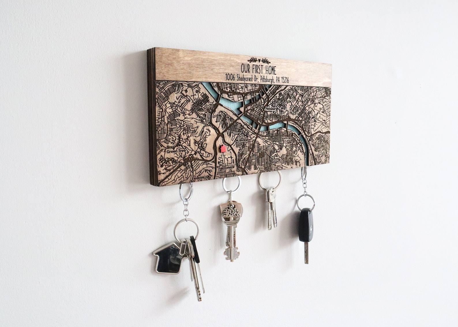 Personalised Map Location Key Holder for Wall, Custom Magnetic Key ...