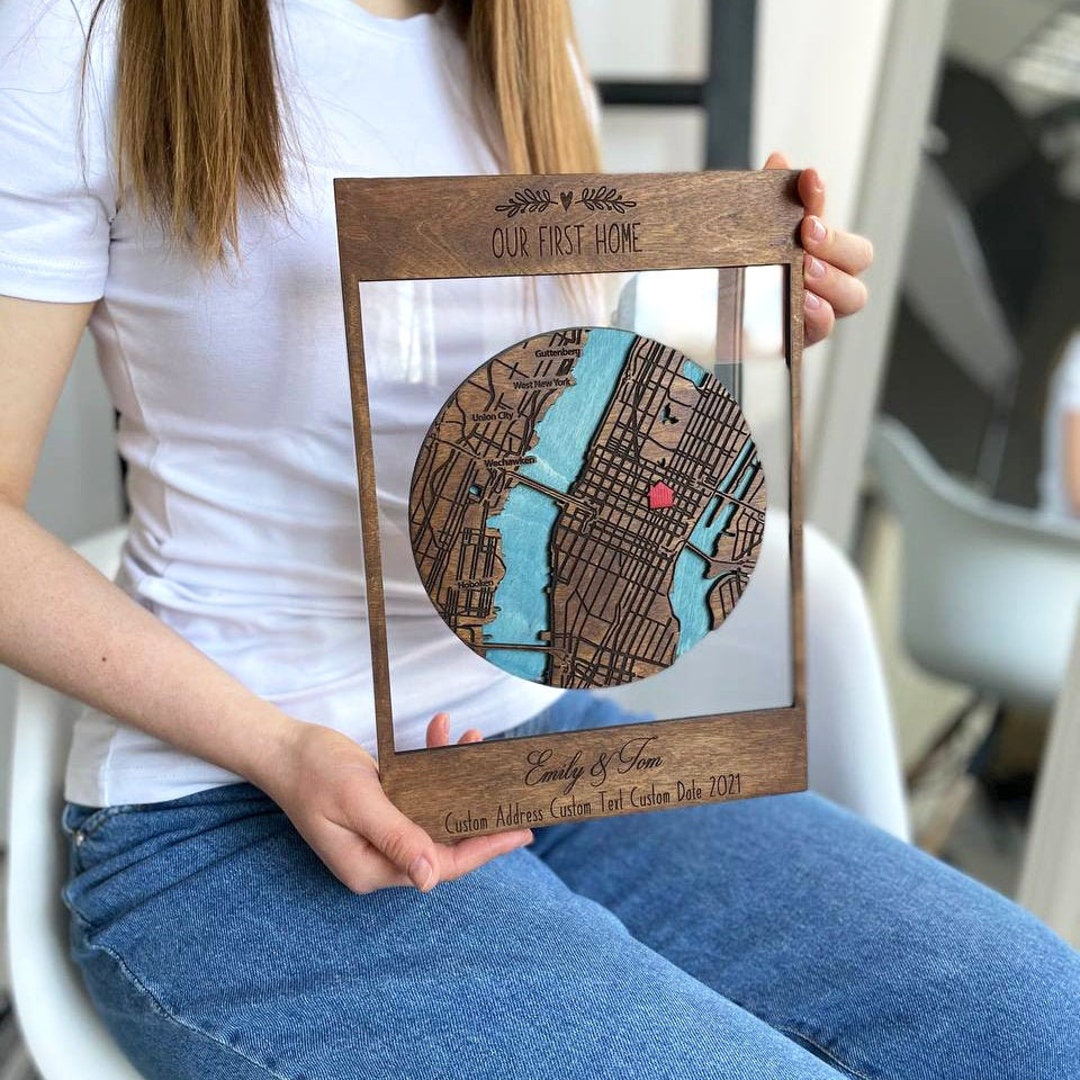 Custom City Wood Map, Our First Home Gift, Framed Wall Art - Etsy