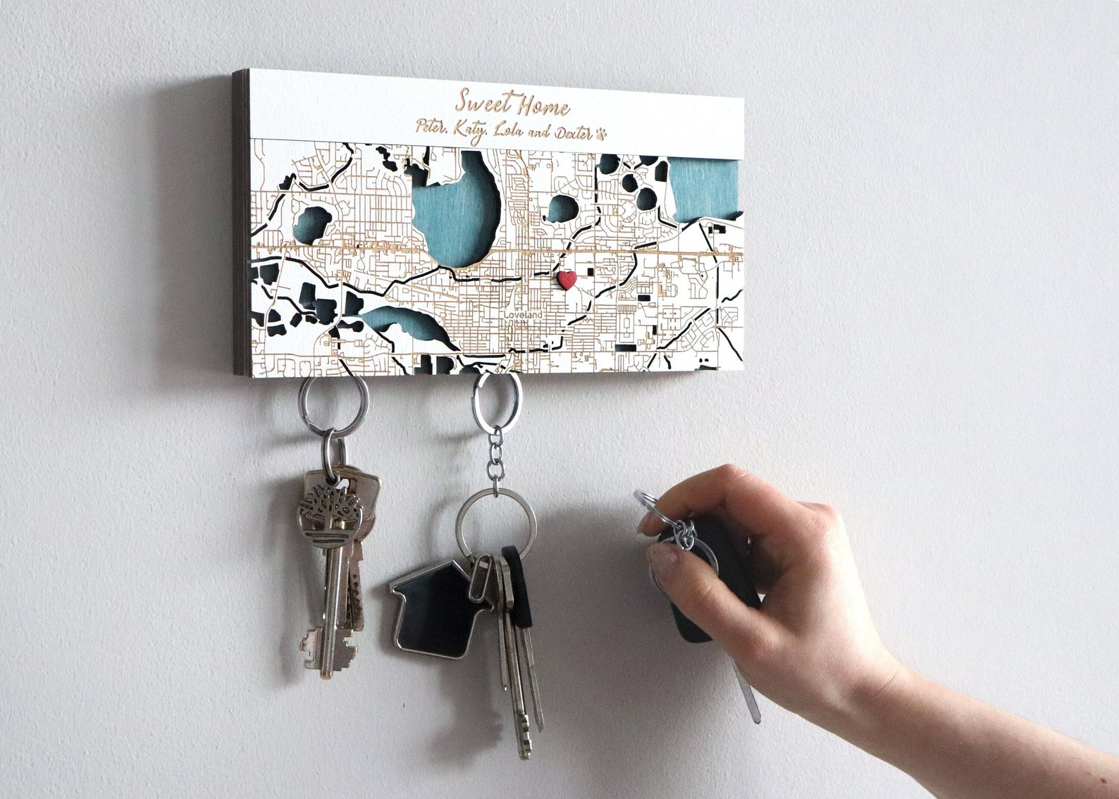 Personalised Map Location Key Holder for Wall, Custom Magnetic Key ...