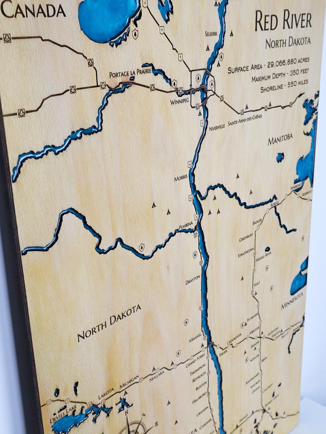Custom Wood Map Gift Epoxy Resin Lake Personalized Gift Map Engraved ...