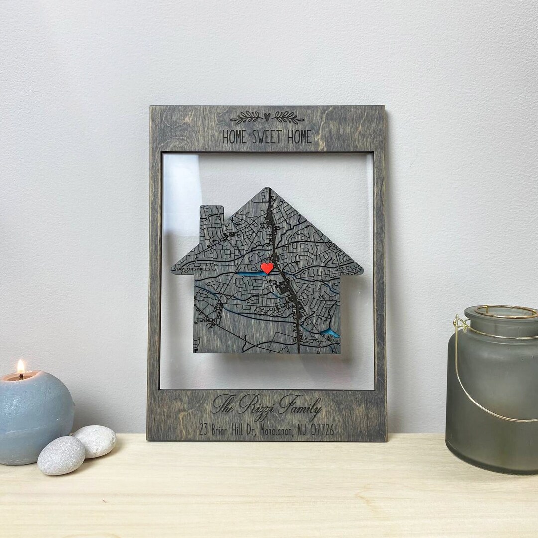 Our First Home Map Shelf Decor, Custom City Wood Wall Map, Housewarming ...