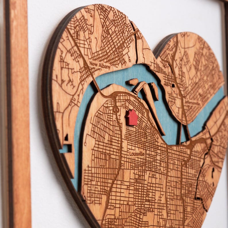 Custom 3D Wood Heart Map: First Home Gift, Personalized Wall Art - Etsy