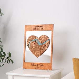 Long Distance Gift for Couple Personalized Framed Wood Map - Etsy