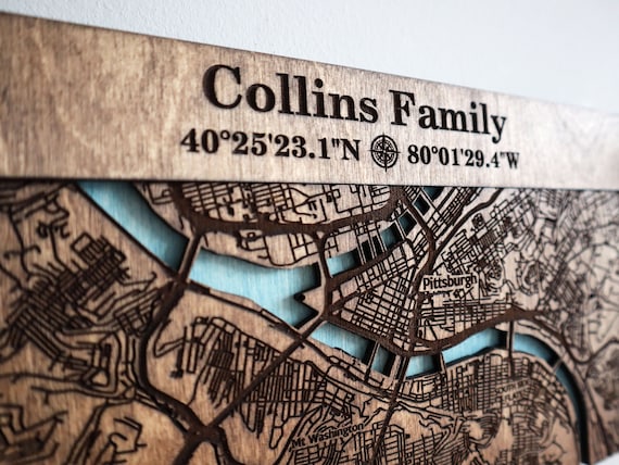 Custom Coordinates Wooden Map Key Holder for Wall - Etsy