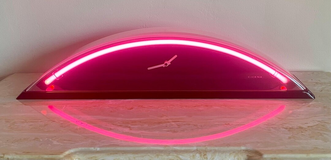 Vintage Retro Cicena Mantel jackie Pink Neon Clock Pink Late 1980's ...