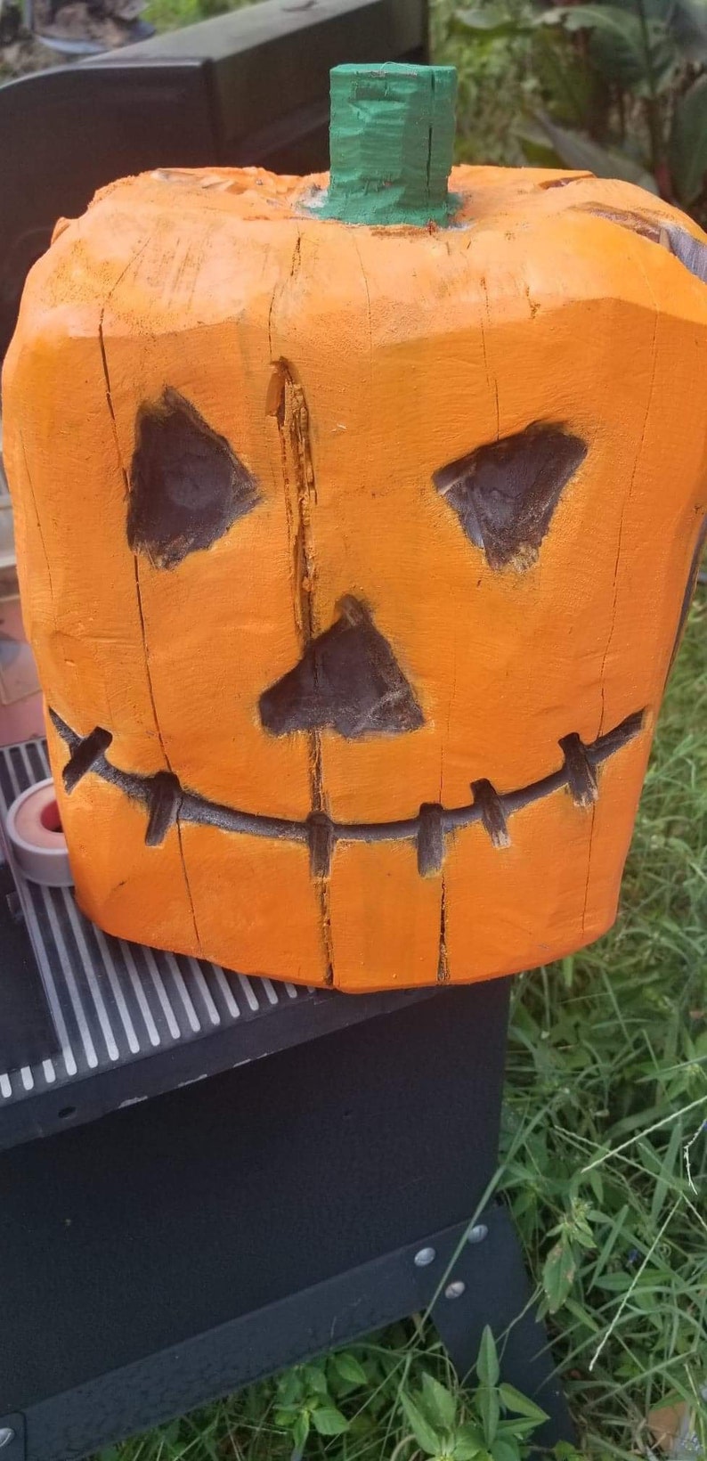 Chainsaw Carved Wooden Pumpkins Etsy
