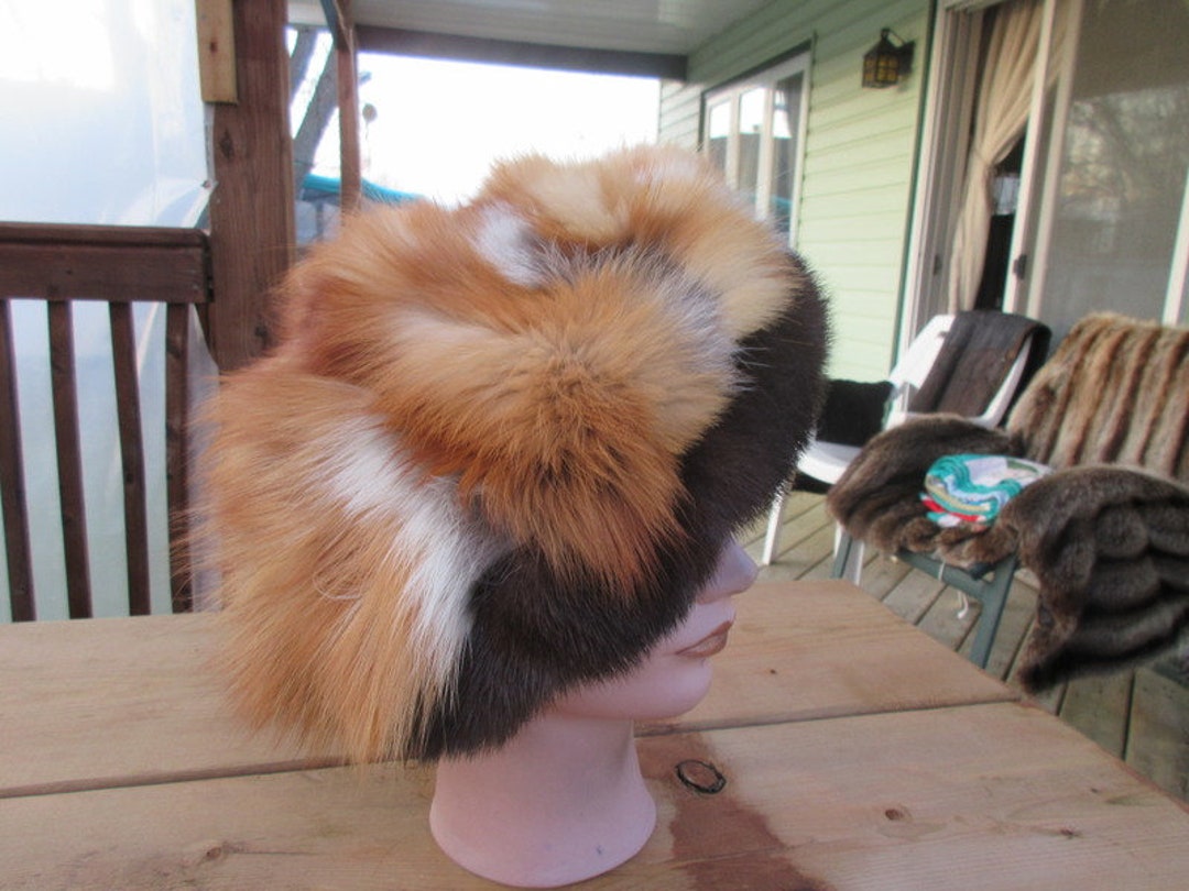 5Y Men Women Fedora Beret Beanie Real Mink Mahogany Brown Fur Real Fur ...
