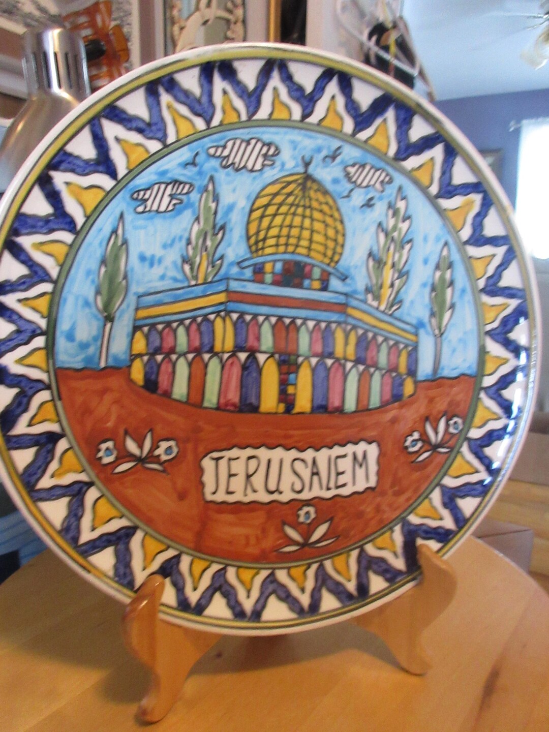 44B Vintage Jerusalem Dish Pottery Hand Painted 11.5 Inches Hebron - Etsy