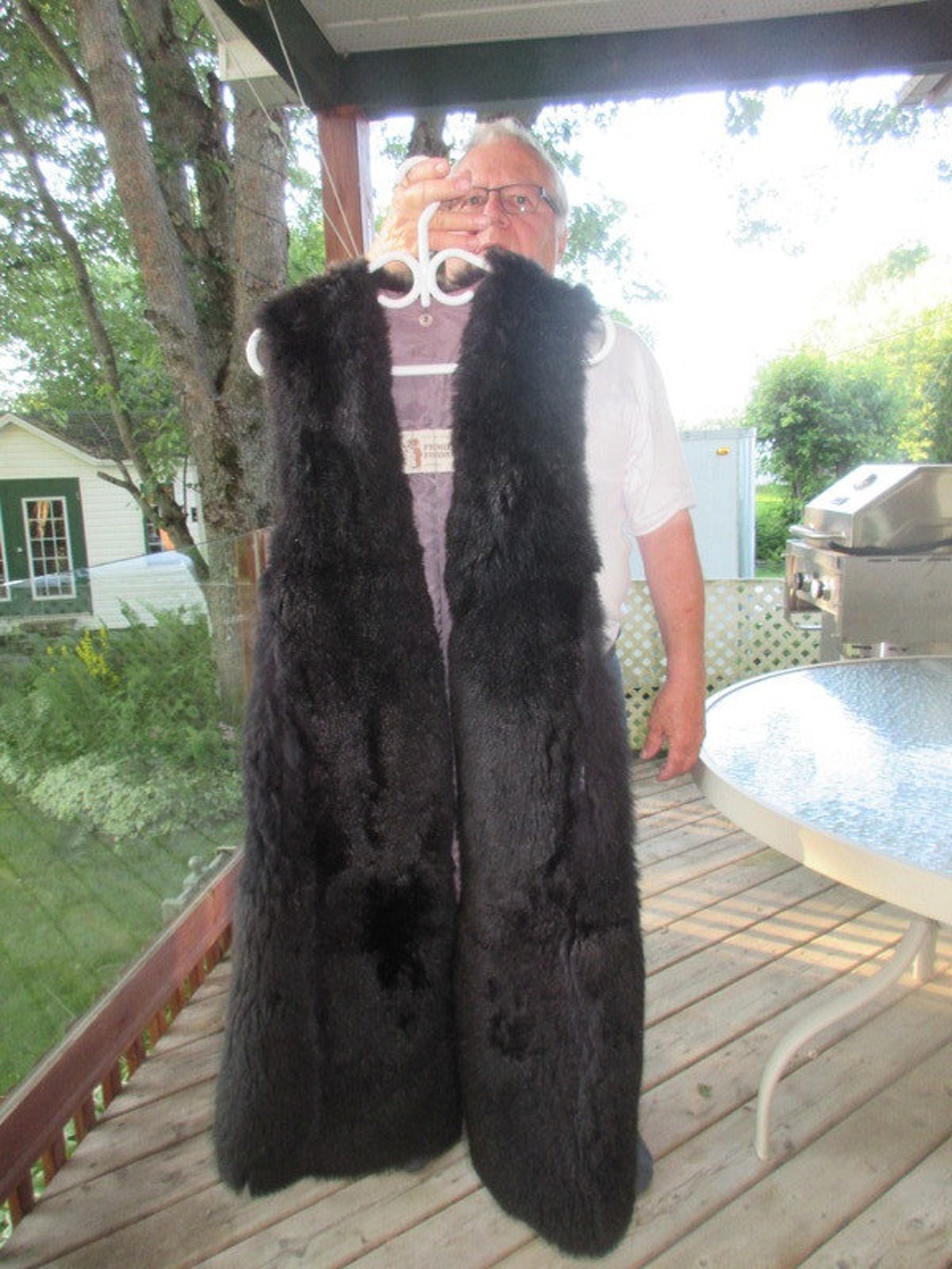 75B Women Vest Fur Opossum Jet Black Armpit 20 Long 44 Sweep 52 Bust 40 ...