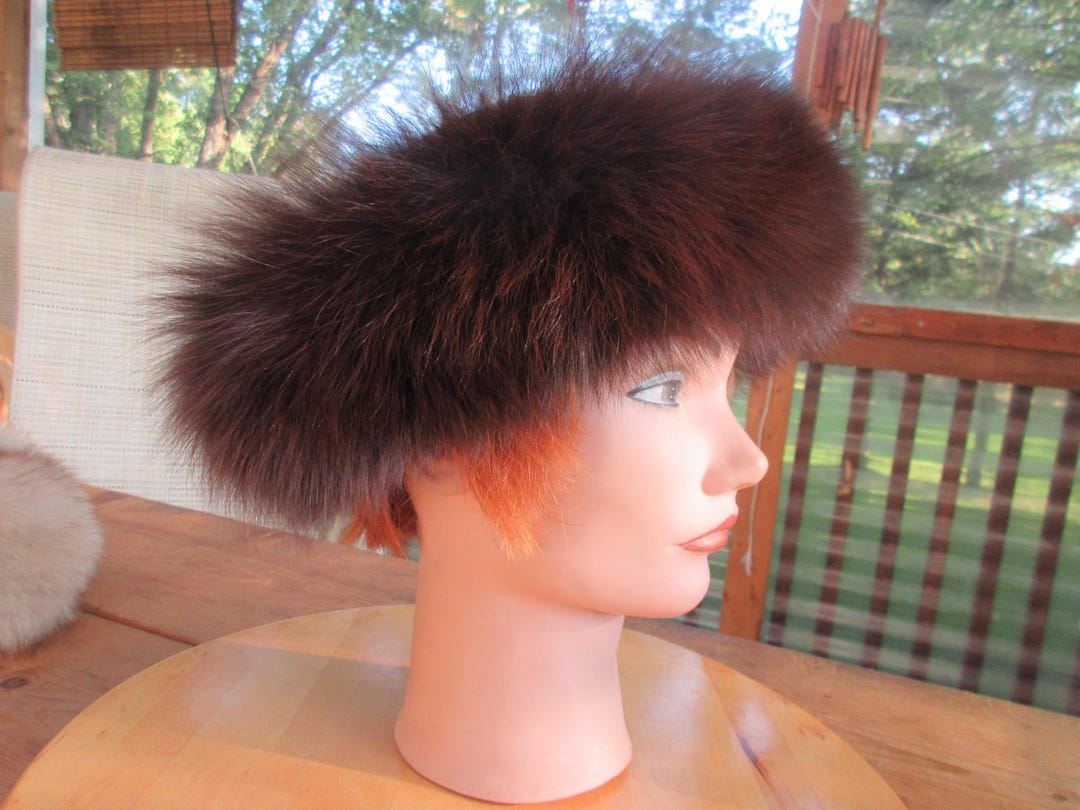 B11 Men Women Head Band Real Fox Fur Hat Sixe 23" Inches by 4.5" Inches ...