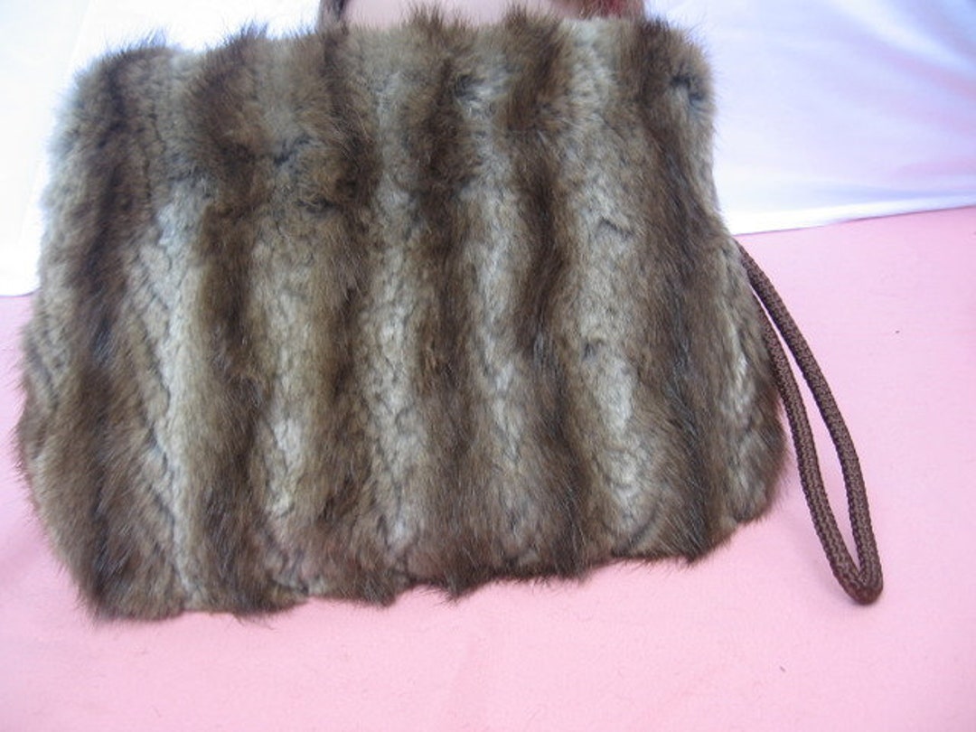 Muff Muskrat Fur Brown Suede Back 11x13.5 - Etsy