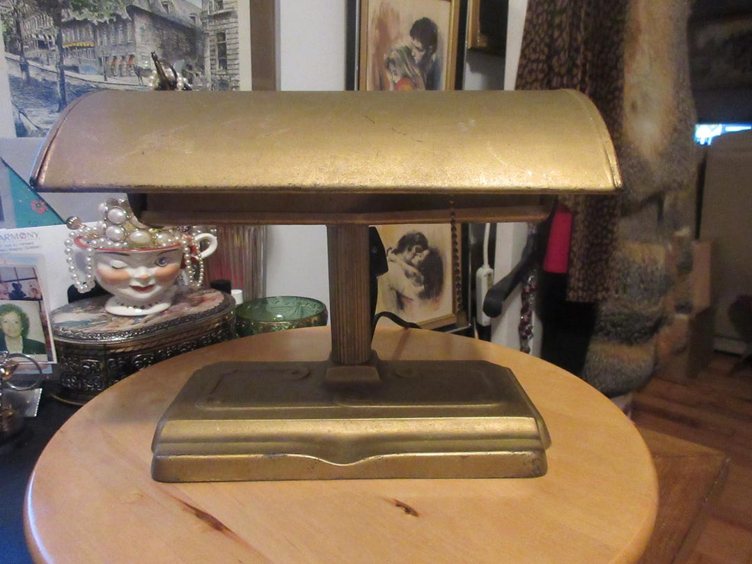 B4 Antique Banker Desk Lamp 1900s Cast and Metal and Vintage Pen Ink ...