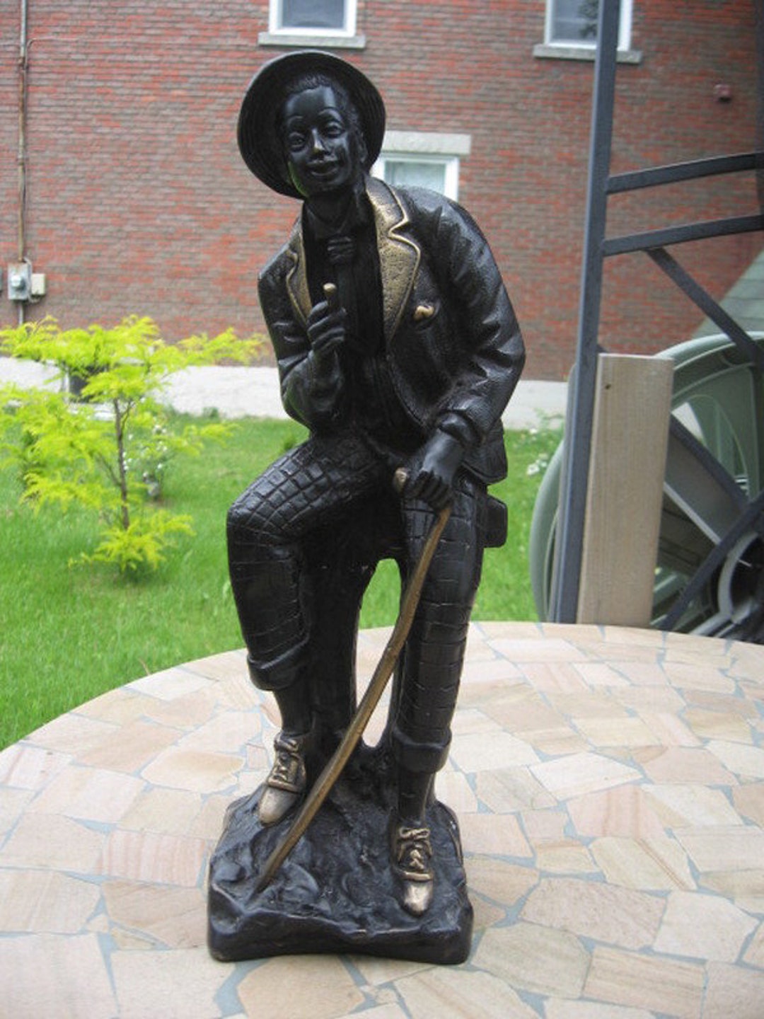 45 Bronze Statue Figurine Black Men Man Art Metal 15 Inches Tall Signed ...