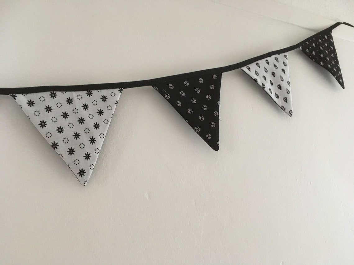 Black and White Bunting - Etsy