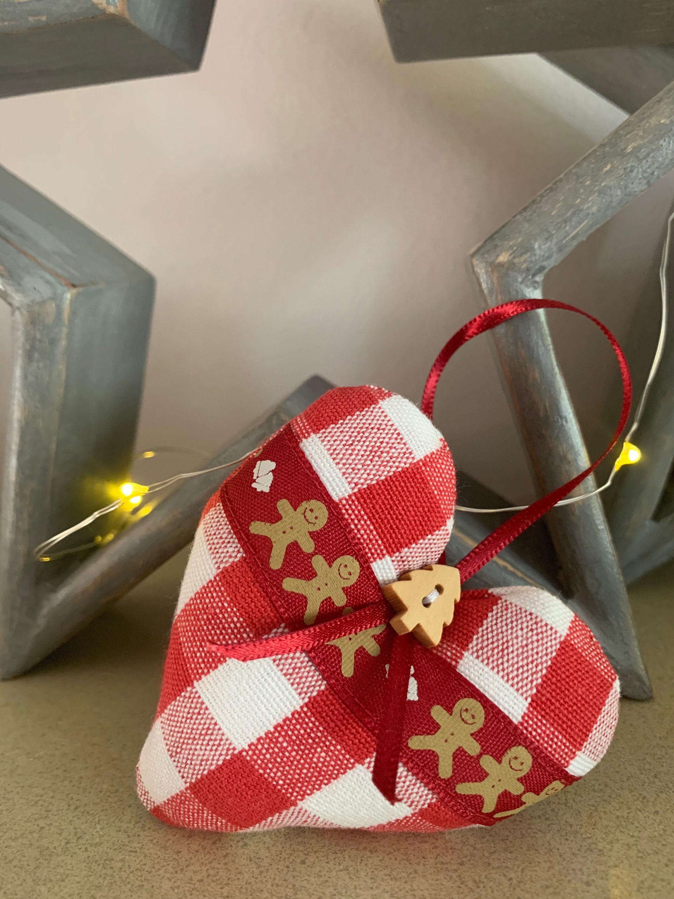 Handmade Fabric Christmas Heart Decorations - Xmas Tree Decorations ...