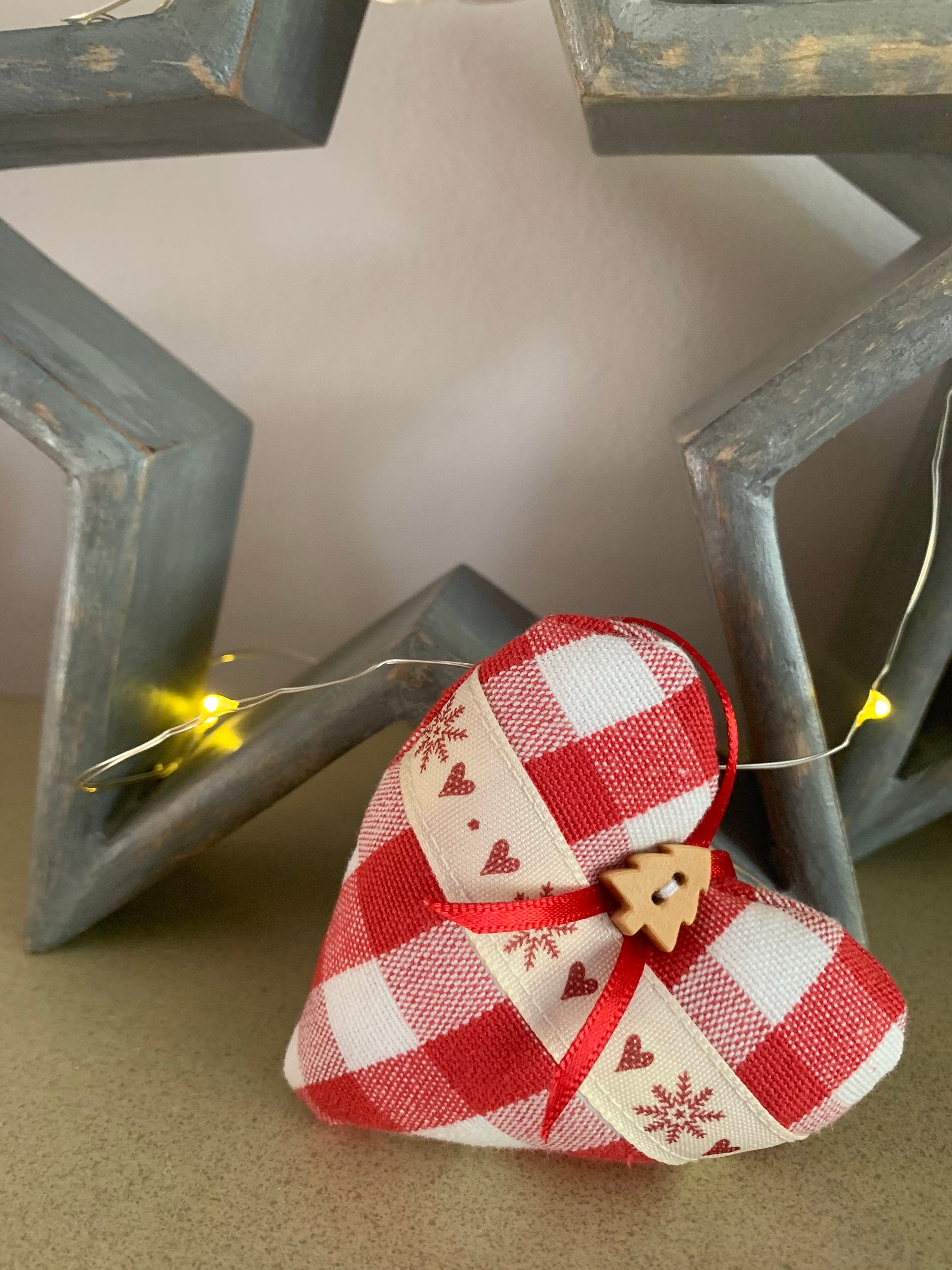 Handmade Fabric Christmas Heart Decorations - Xmas Tree Decorations ...