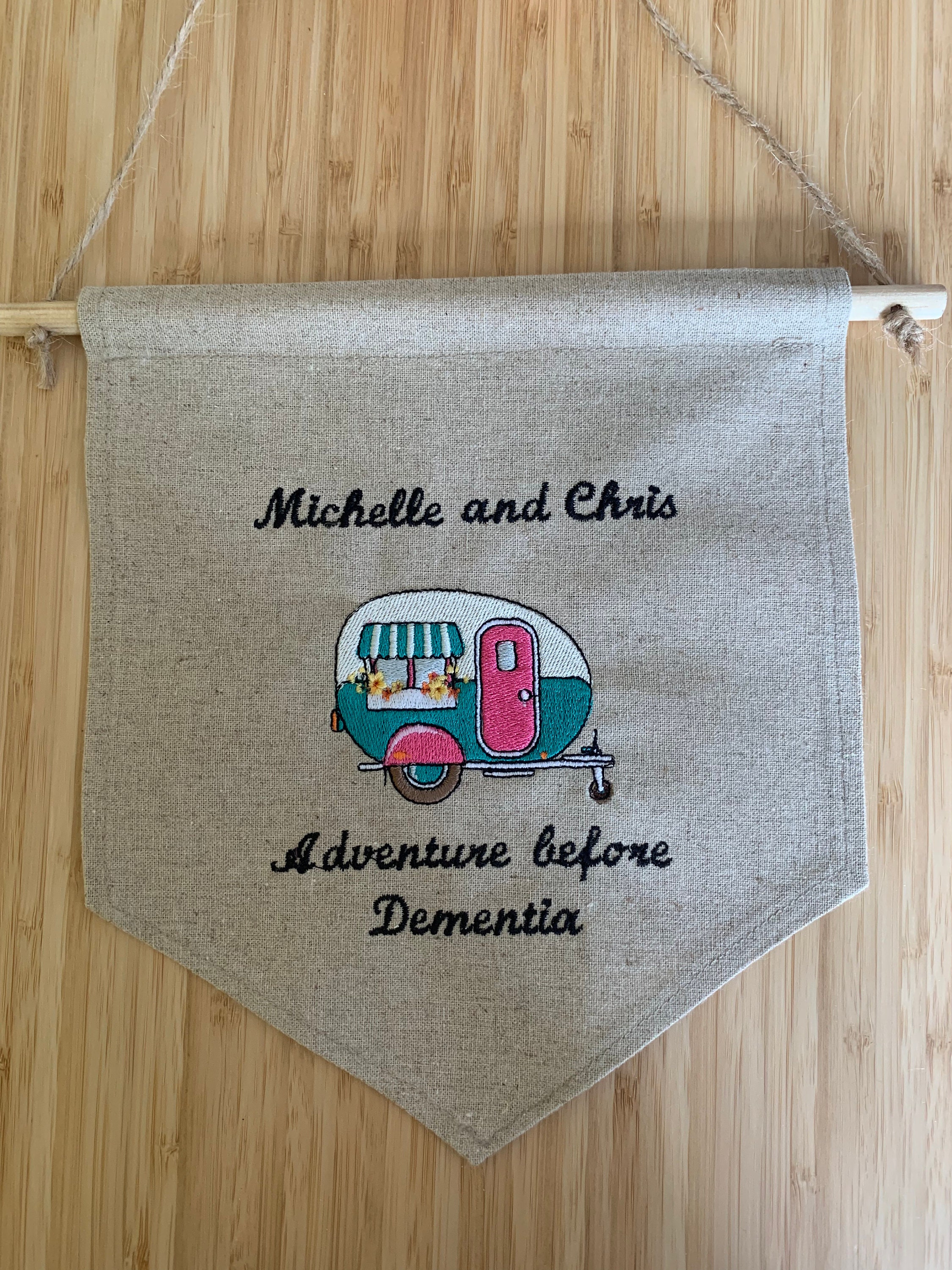 Personalised Caravan Embroidered Canvas Banner Gift for - Etsy UK