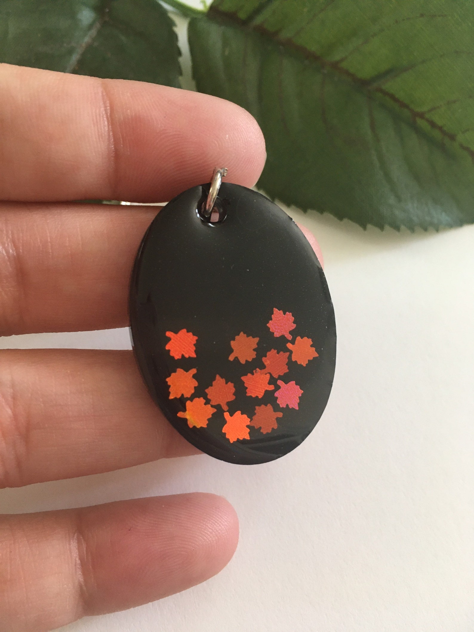 Fall Leaf Keychain, Shimmering Keychain, Keyring, Handmade Car Vehicle ...