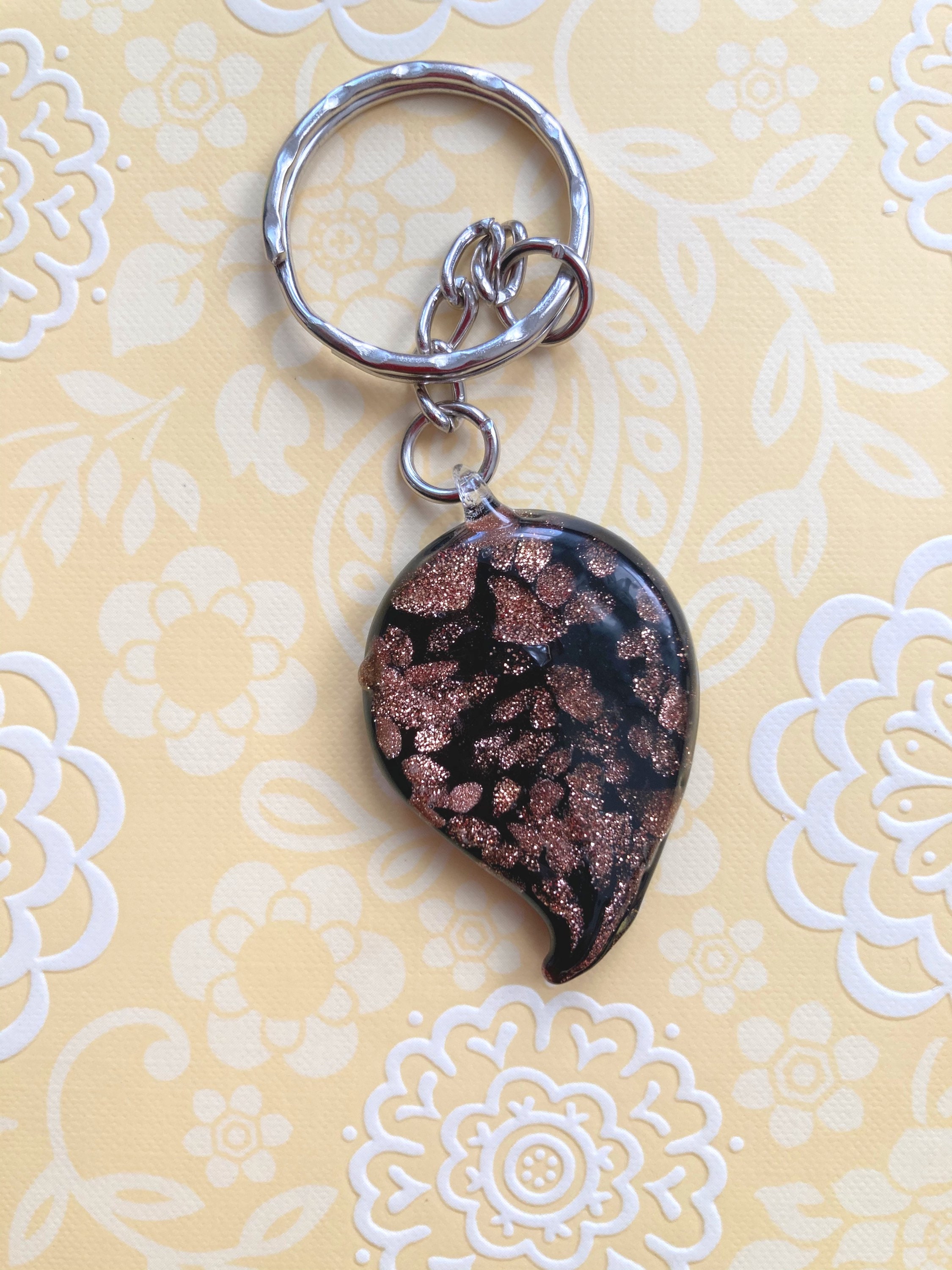 Black and gold keychain keychains for women gold glitter | Etsy