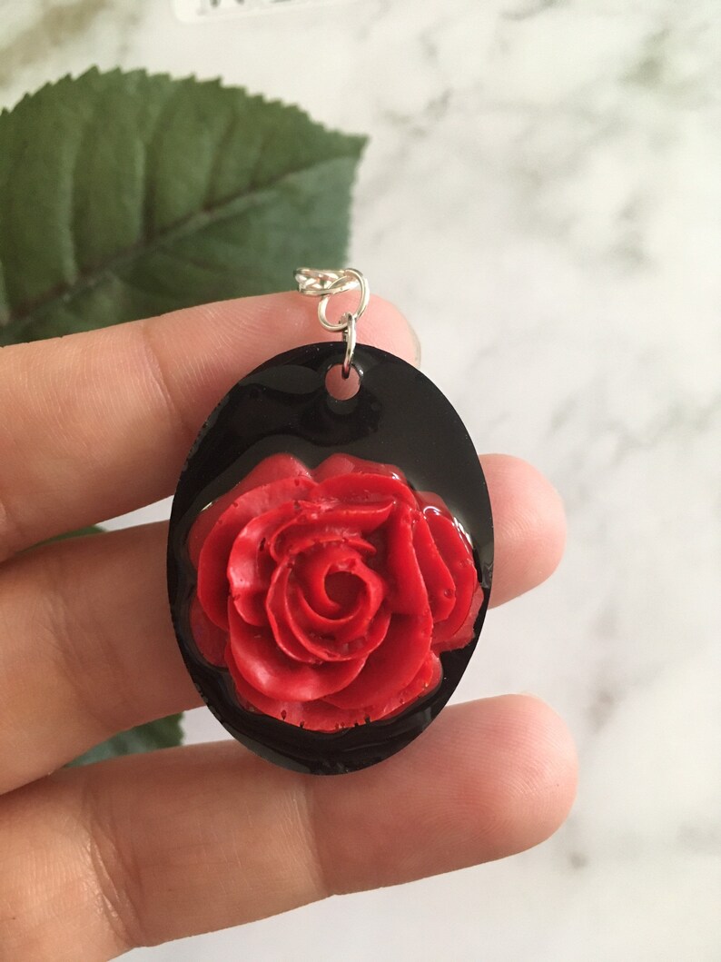 Rose Keychain Red Rose Black and Red Keyring Gothic Style | Etsy