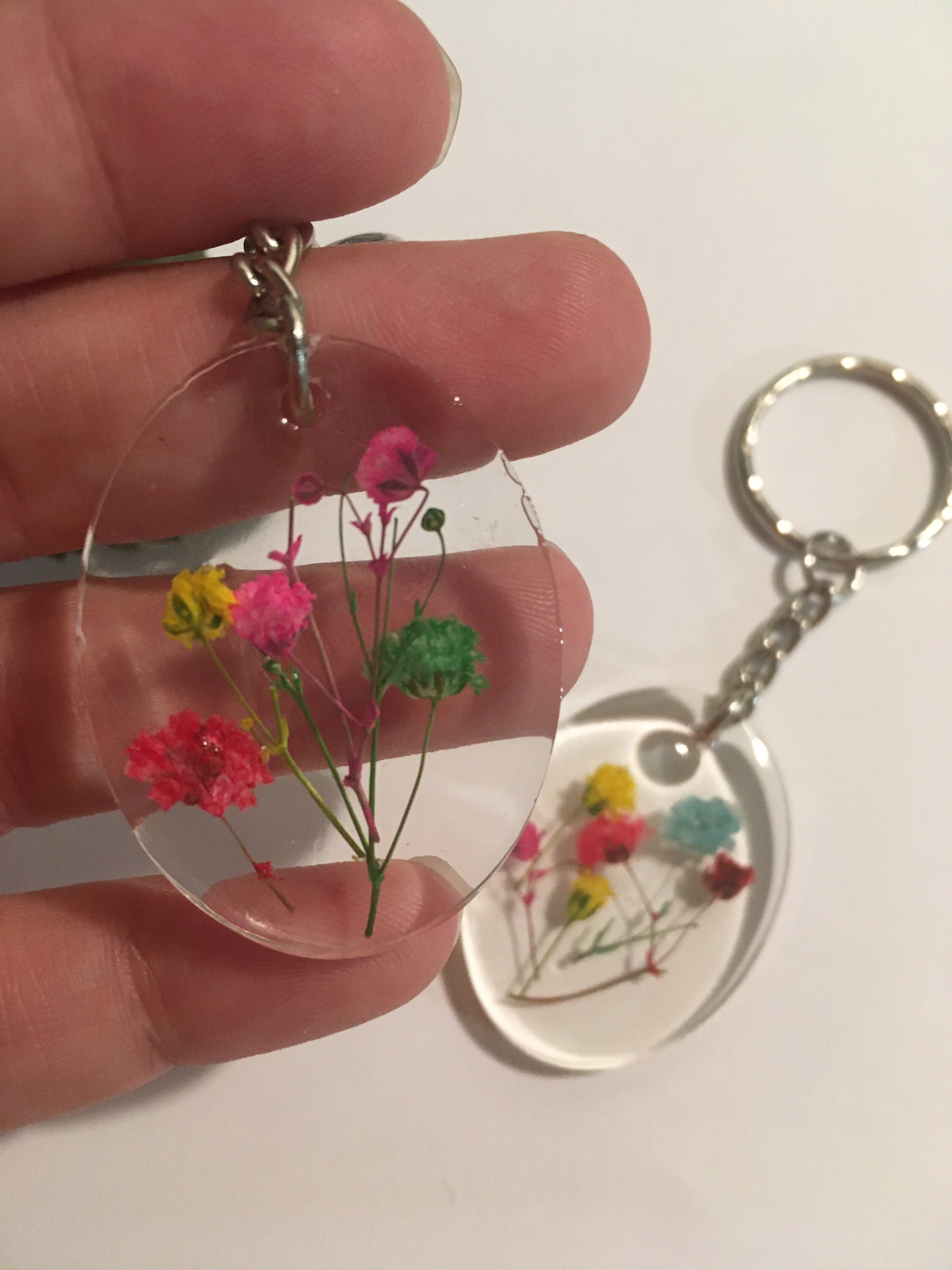 Floral Keychain, Real Pressed Flower, Flower Keychain, Keyring ...
