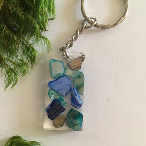 Seashell Keychain, Shells and Resin, Blue Shells, Rectangle Pendant, Car Accessories, Keychains ...
