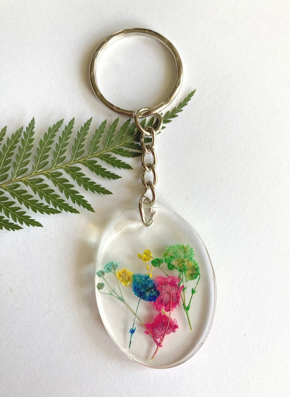 Floral Keychain Real Pressed Flower Flower Keychain | Etsy