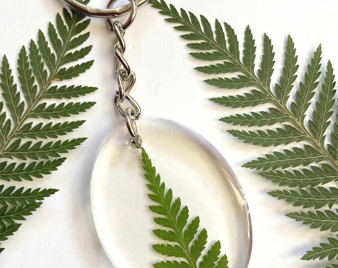 Evergreen Keychain, Pressed Plant, Green Keychain, Nature Lover, Mother ...