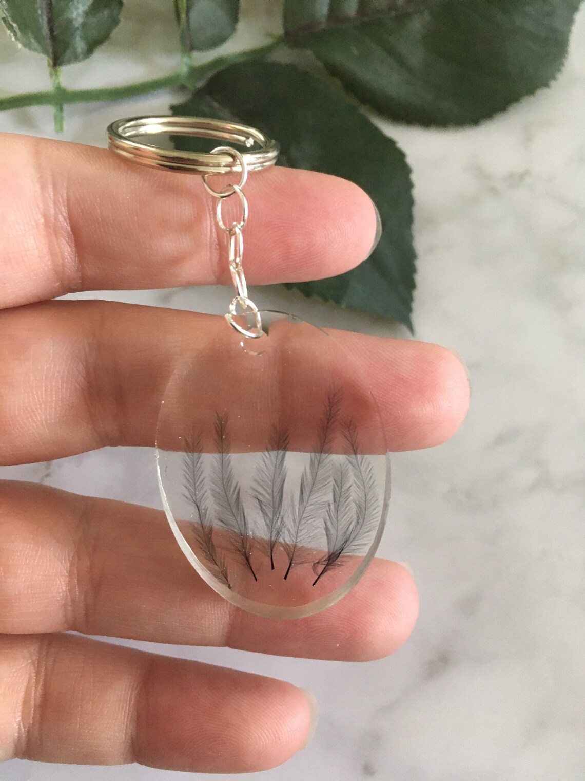 Feather Keychain, Real Feathers, Resin and Feathers, Handmade Keyring ...