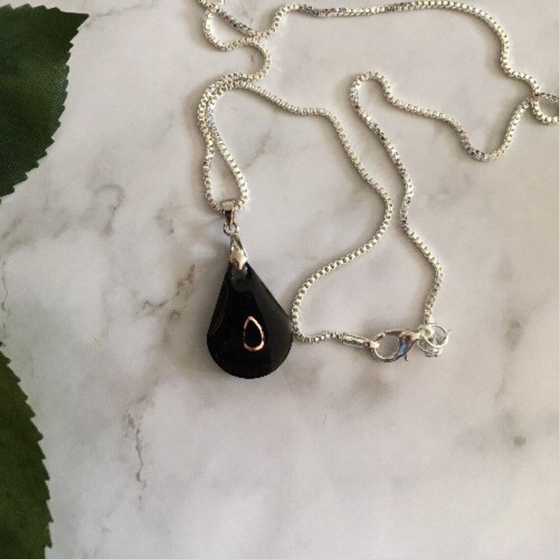 Black Teardrop Necklace sympathy gift Teardrop Pendant | Etsy