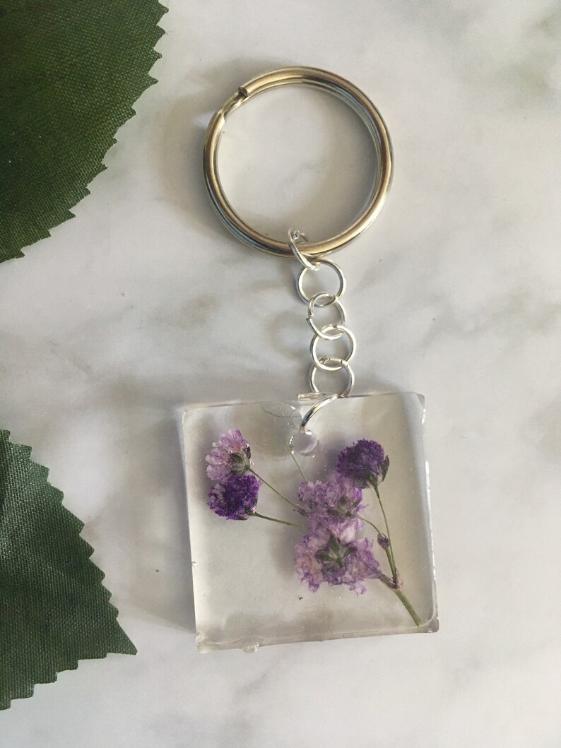 Floral Keychain, Real Pressed Flower, Flower Keychain, Keyring ...
