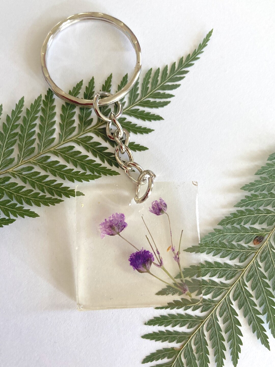 Floral Keychain, Real Pressed Flower, Flower Keychain, Keyring ...