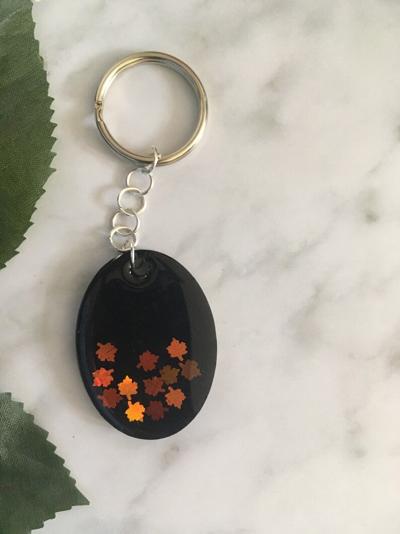 Fall Leaf Keychain, Shimmering Keychain, Keyring, Handmade Car Vehicle ...