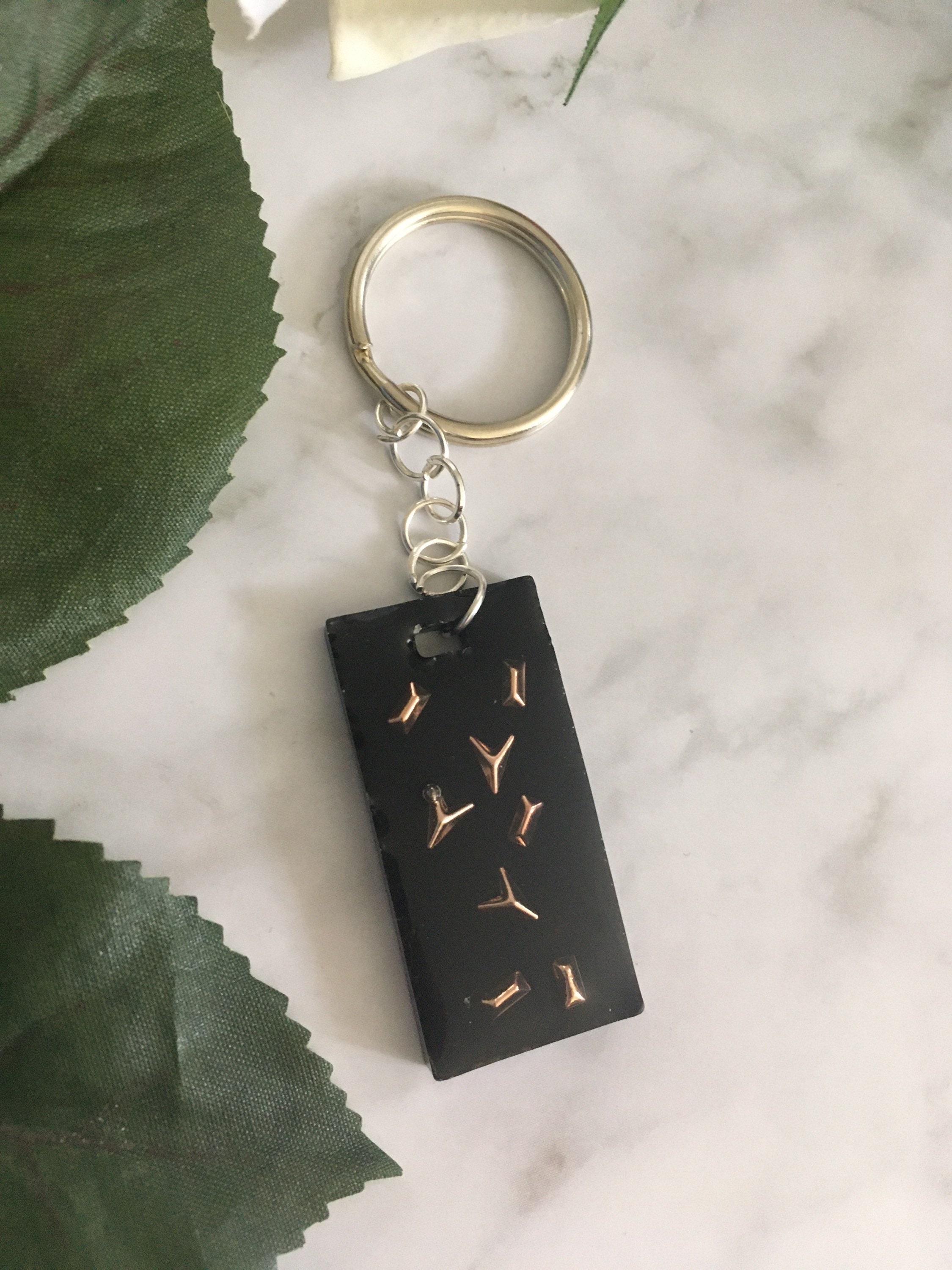 Black Keychain, Car Accessories, Resin Keyring, Handmade, Unique Style ...