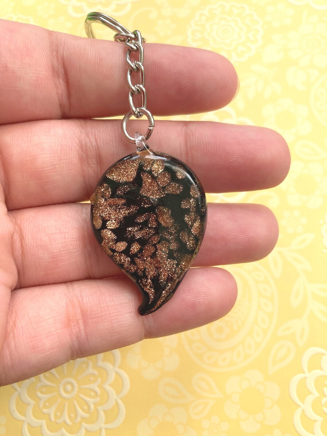 Black and Gold Keychain Keychains for Women Gold Glitter | Etsy