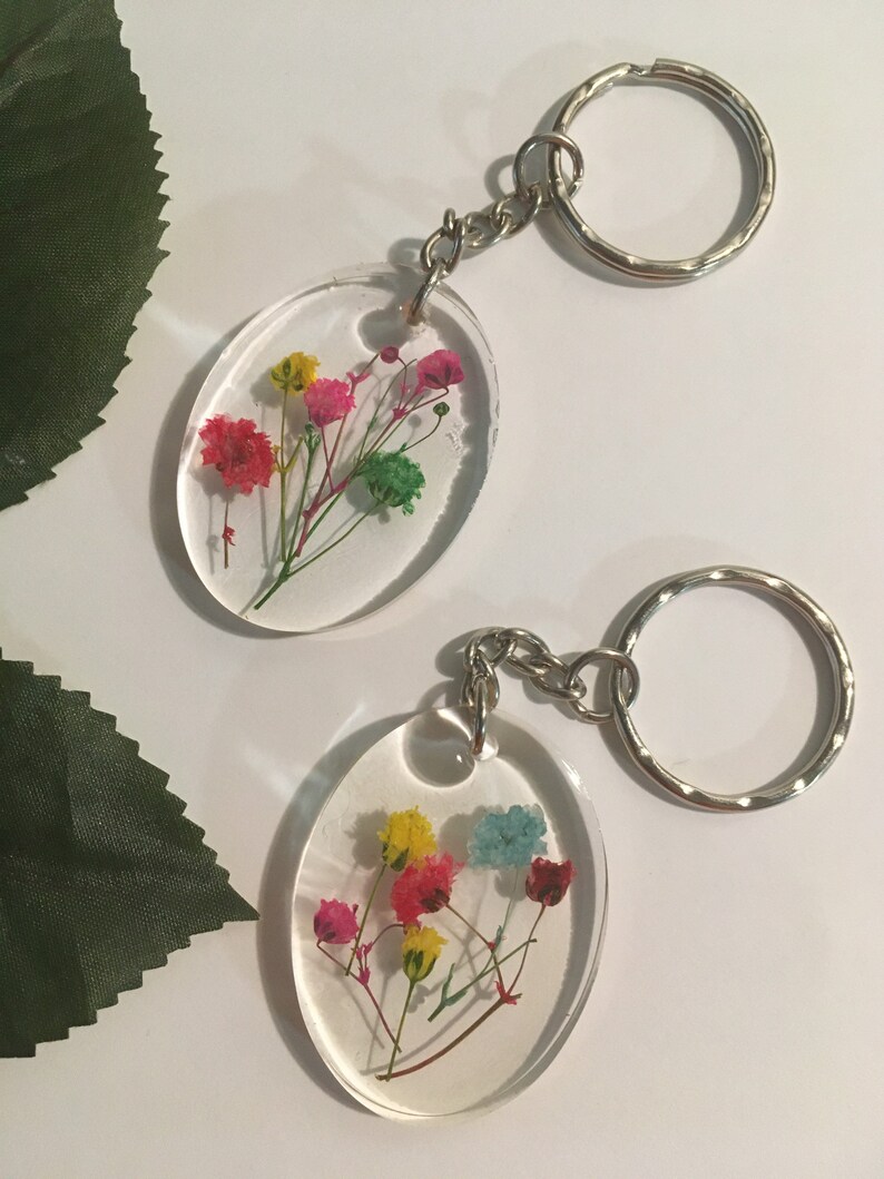 Floral Keychain, Real Pressed Flower, Flower Keychain, Keyring ...