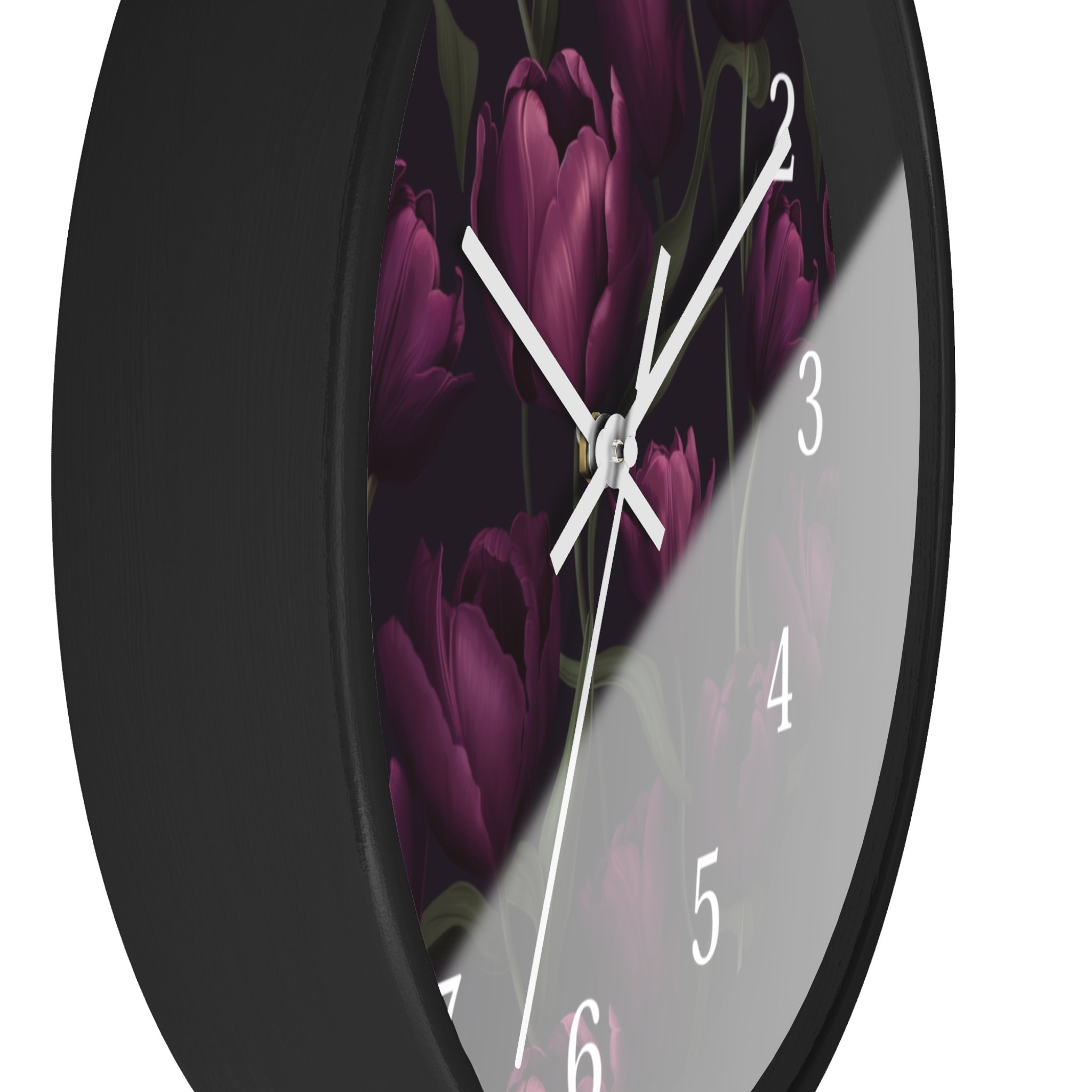 Dark Purple Tulip Wall Clock, Floral Decor, Floral Accent, Nature Lover ...