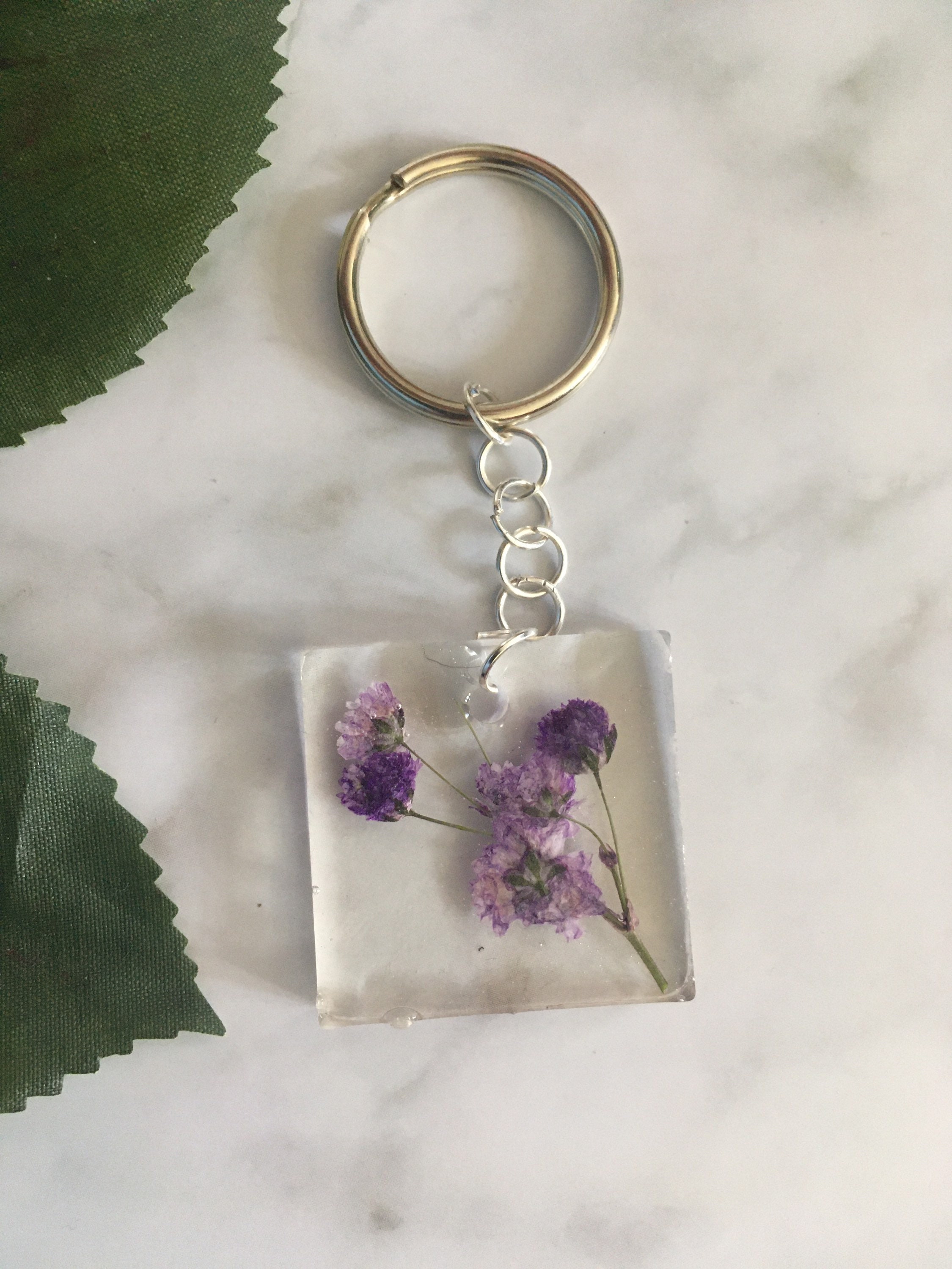 Floral Keychain, Real Pressed Flower, Flower Keychain, Keyring ...