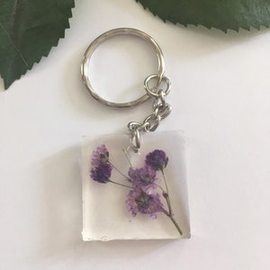 Floral Keychain, Real Pressed Flower, Flower Keychain, Keyring ...