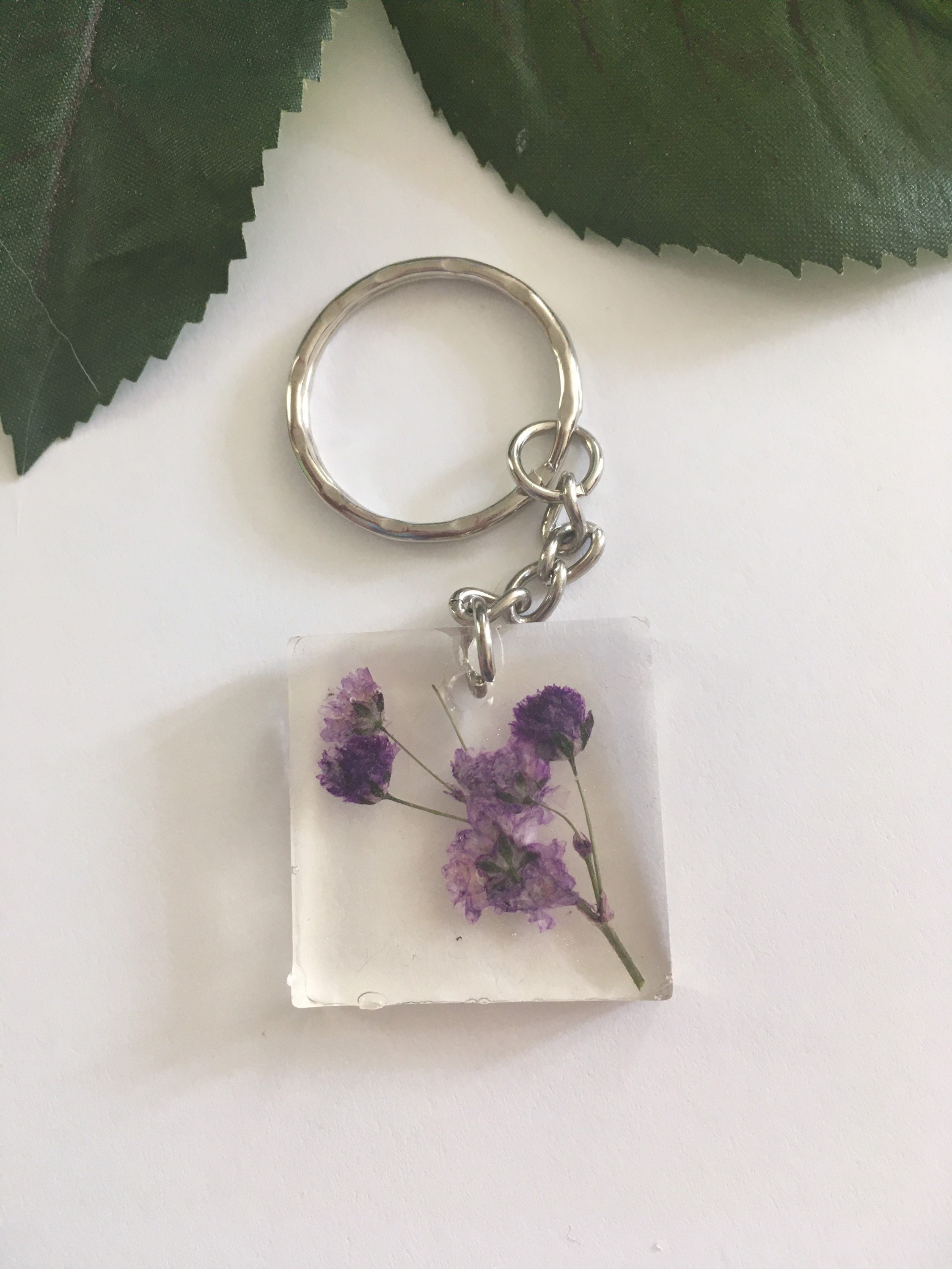 Floral Keychain, Real Pressed Flower, Flower Keychain, Keyring ...