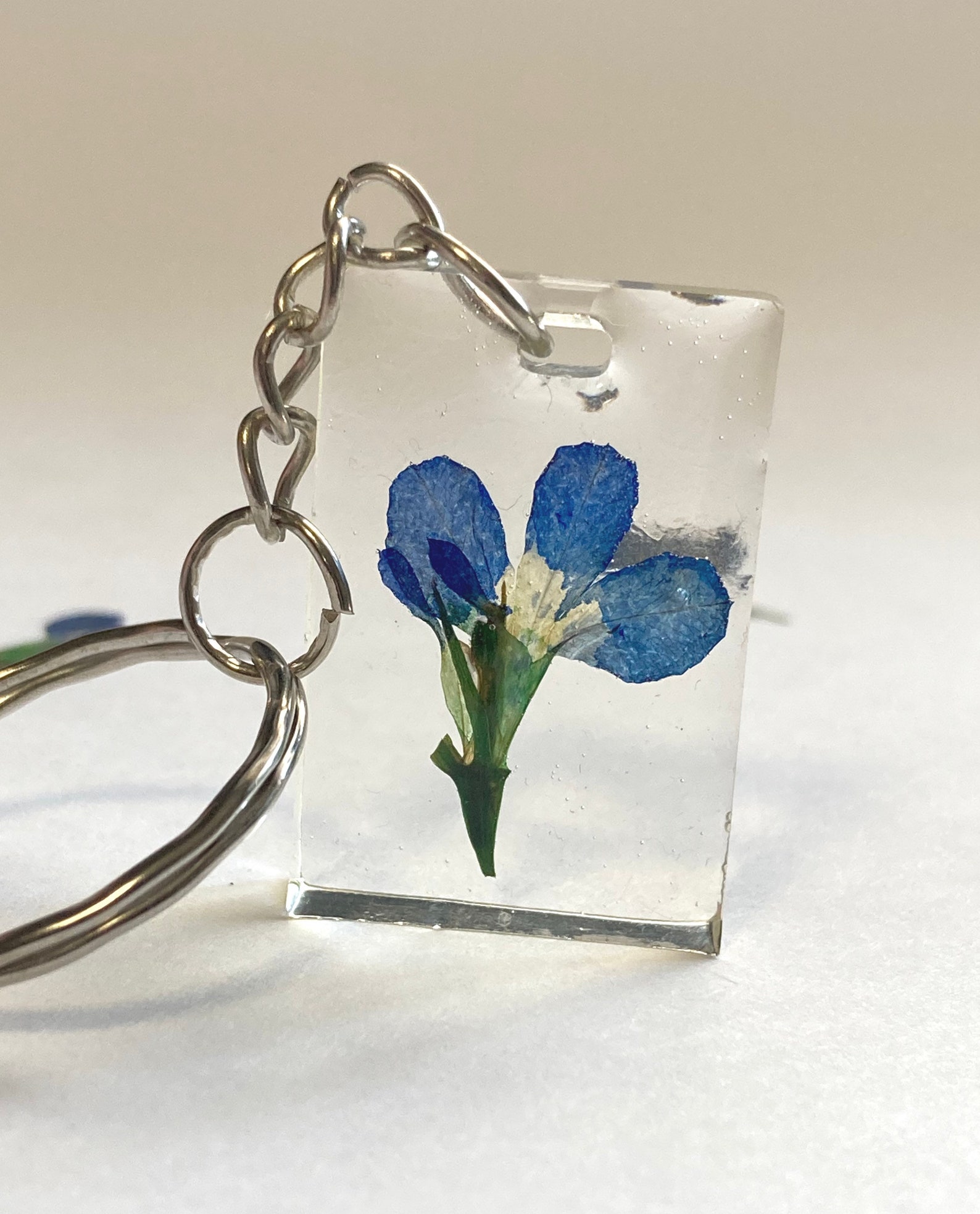 Lobelia Flower Keychain, Pressed Flower, Floral Keychain, Car ...